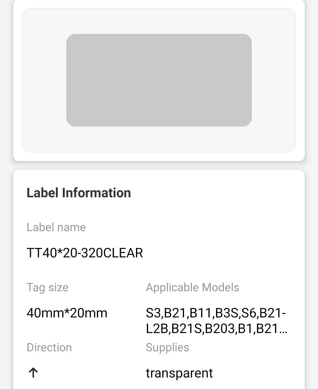 NIIMBOT - B1 / B21 / B3S - 40*20MM - 320 LABELS PER ROLL - TRANSPARENT