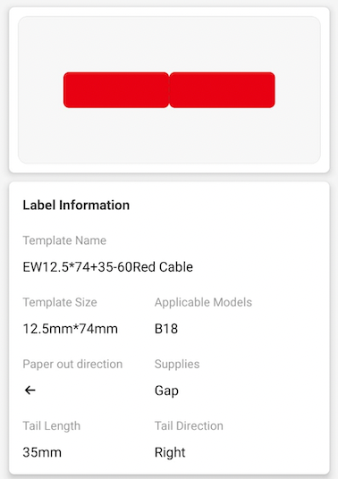 NIIMBOT - B18 - EW12.5*109mm - 60 LABELS PER ROLL - RED DESIGN