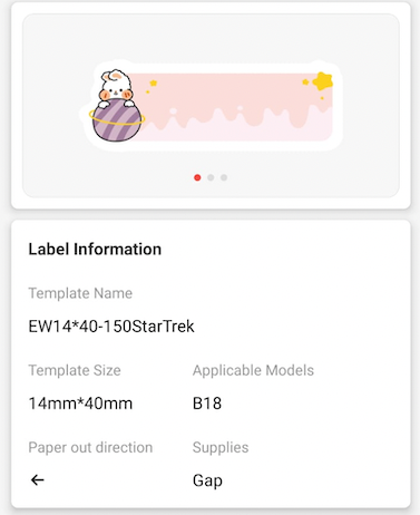 NIIMBOT - B18 - LABELS - EW14*40 - 150 LABELS PER ROLL - STAR TREK DES